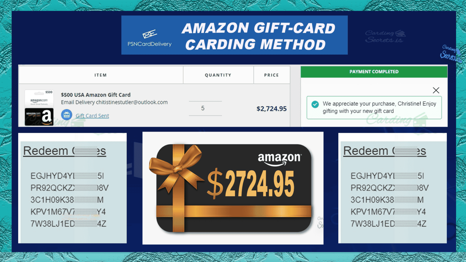 $2724 Amazon Gift-Card Carding Method Video: PSNcardDelivery ...